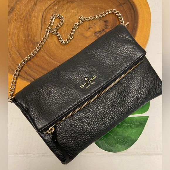 kate spade | Bags | Kate Soade Pebbled Leather Fold Over Clutch ...